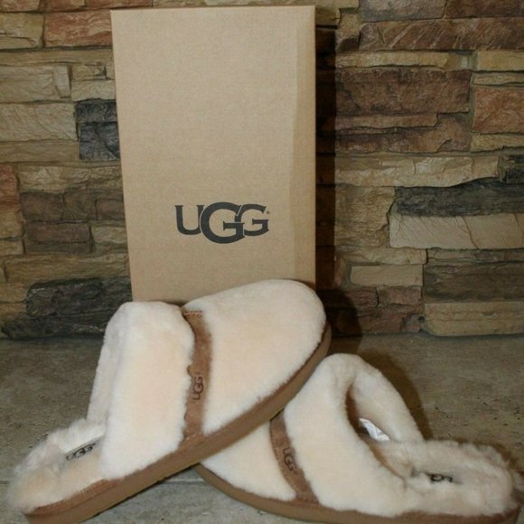 UGG | Shoes | Ugg Shearling Slide Slipper Sandals Natural Brown | Poshmark